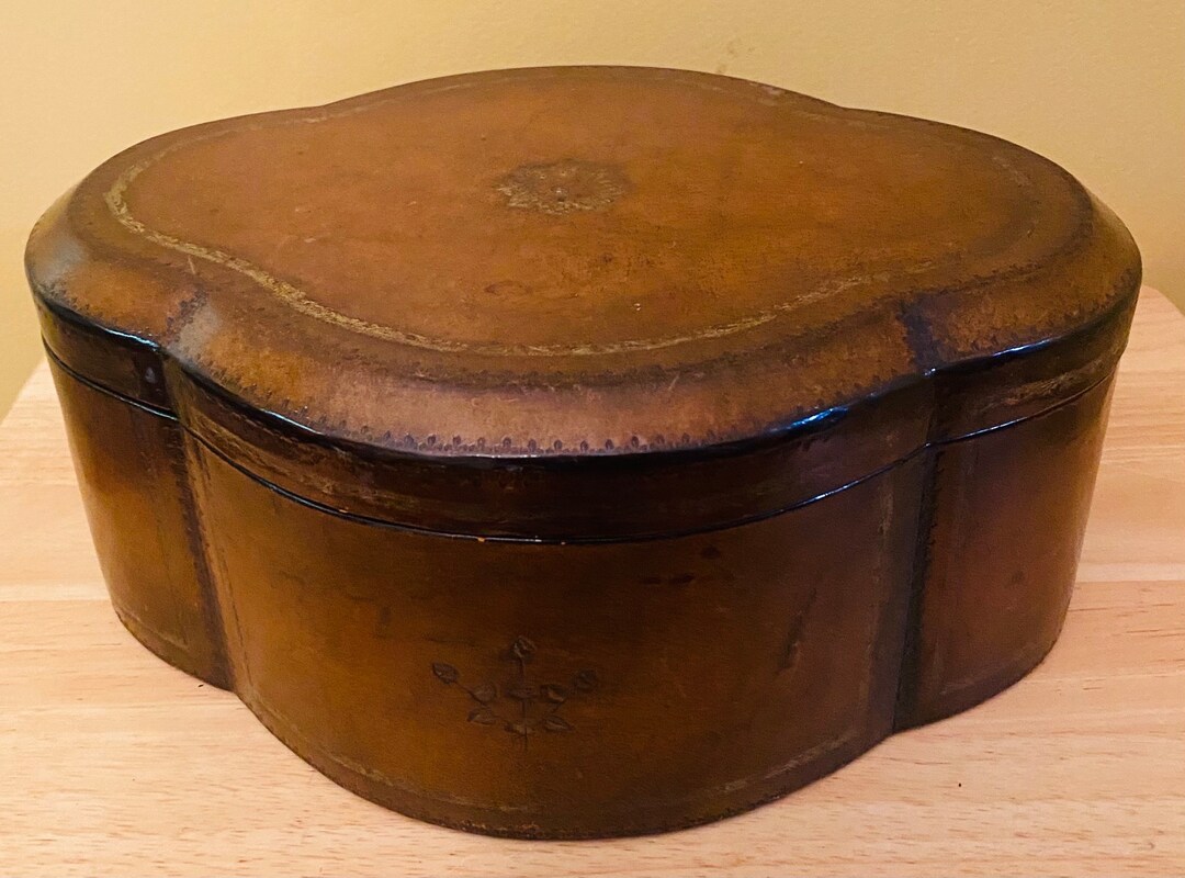 Maitland Smith Leather Decorative Box With Gold Trims - Etsy