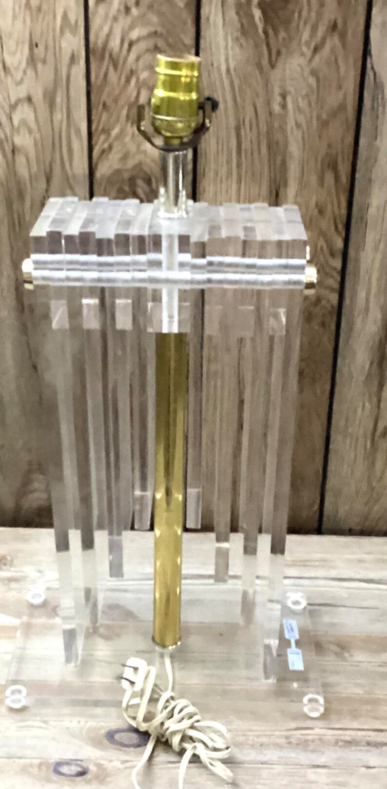 Modern Mid Century Rectangular Shape Lucite Table Lamp With Gold ...