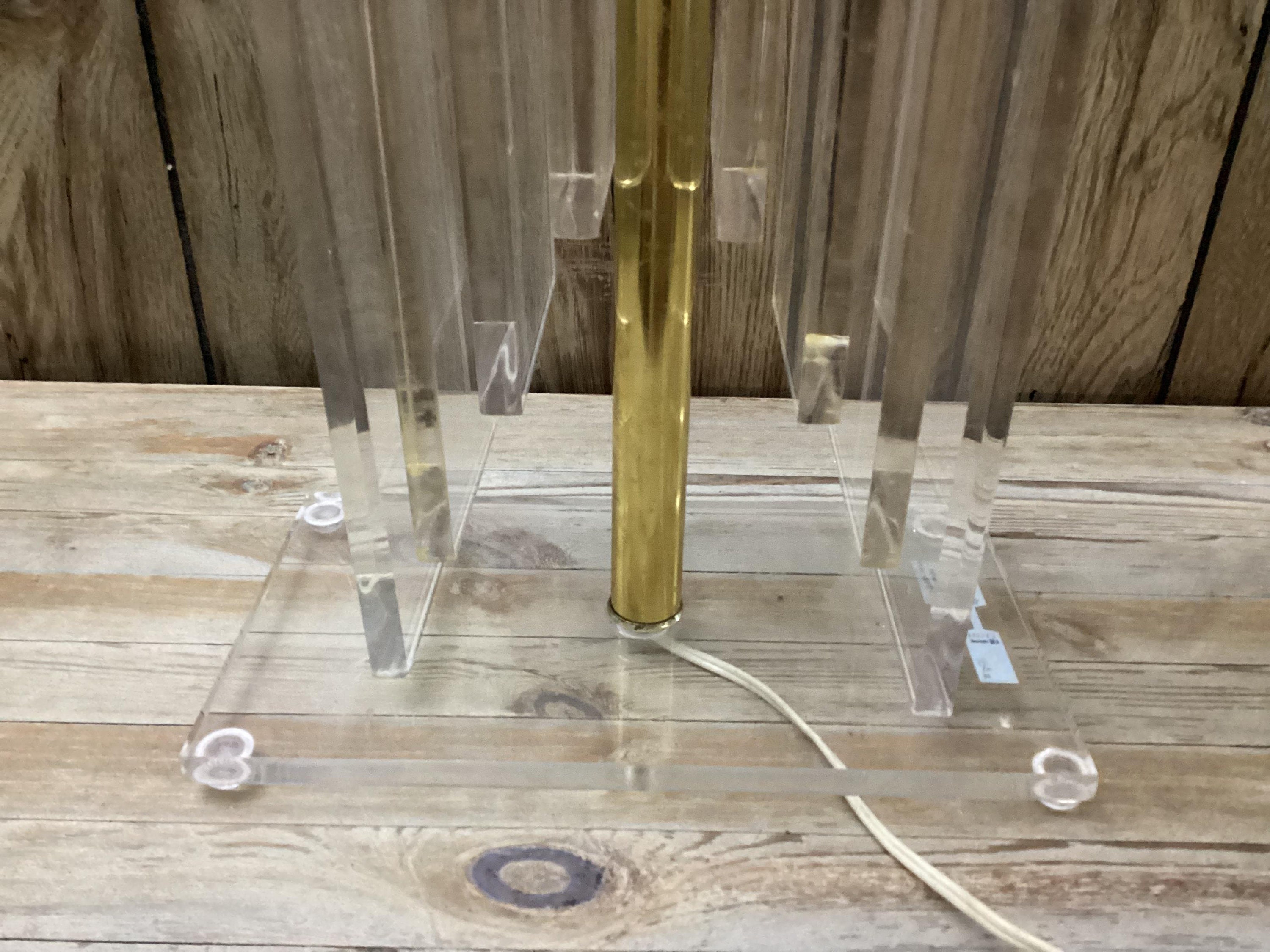 Modern Mid Century Rectangular Shape Lucite Table Lamp With Gold ...