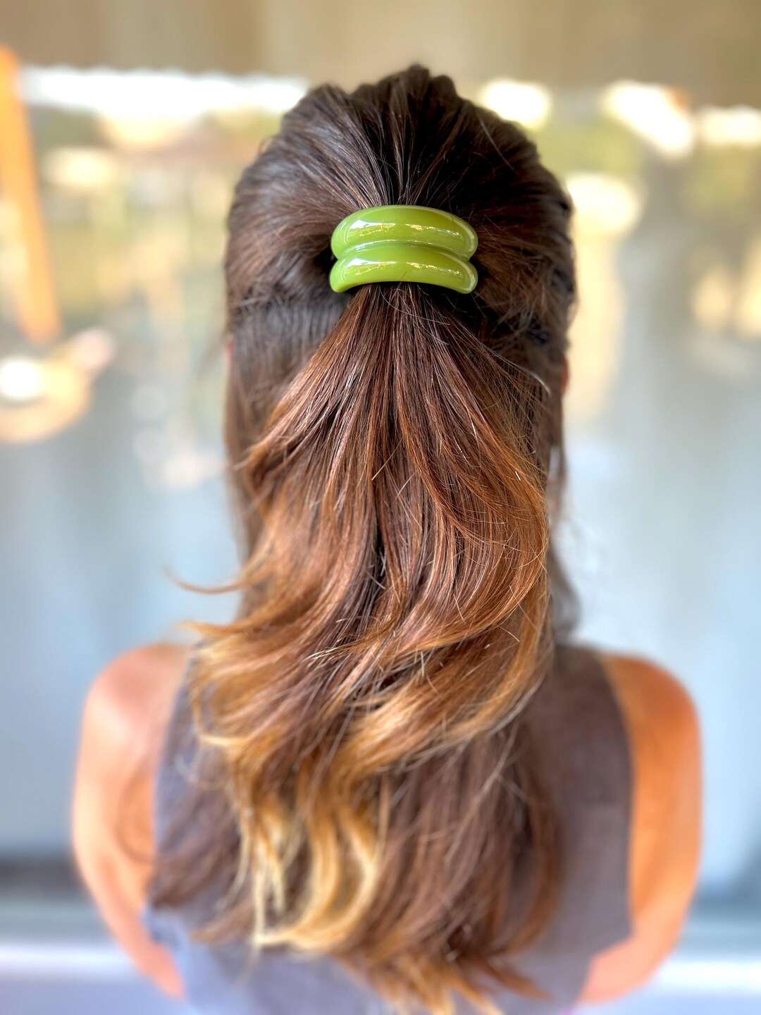 Colorful Acrylic Pony Cuff, Glossy Double Arch Elastic Ponytail Holder ...