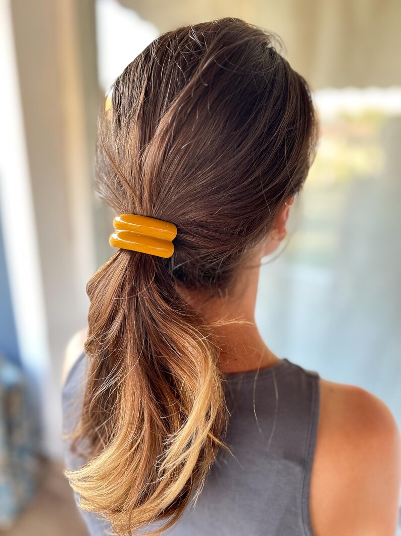Amber Yellow Acrylic Pony Cuff, Double Arch Hair Tie - Etsy