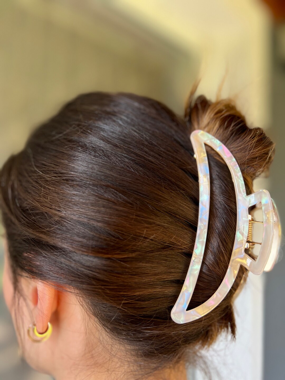 Colourful White Metal Clip, Glitter Resin Claw Clip, Hair Clip Holder ...