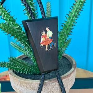 FREE Shipping-vintage Unique Mid Century Square Dancers Bolo Tie-black ...