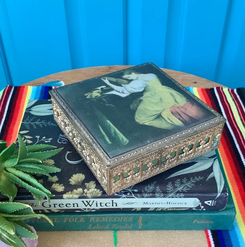 FREE Shipping-vintage Ormolu Filigree Music Jewelry Box-satin - Etsy