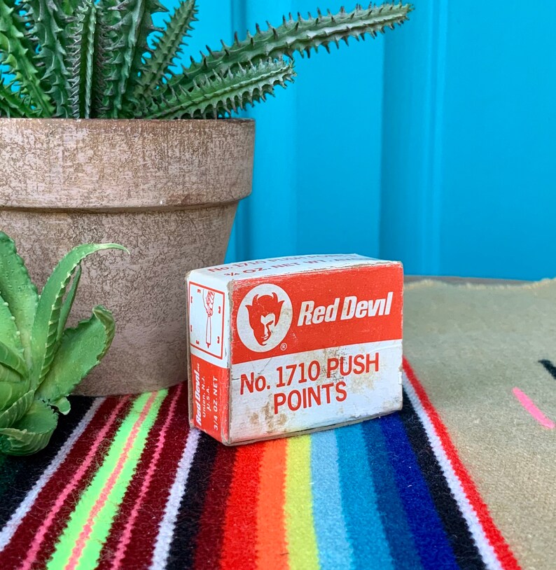 FREE Shipping-vintage 1960s red Devil Box With Push - Etsy