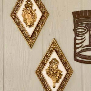 FREE Shipping-vintage Stunning *set of 4* Syroco MCM Diamond Delights ...
