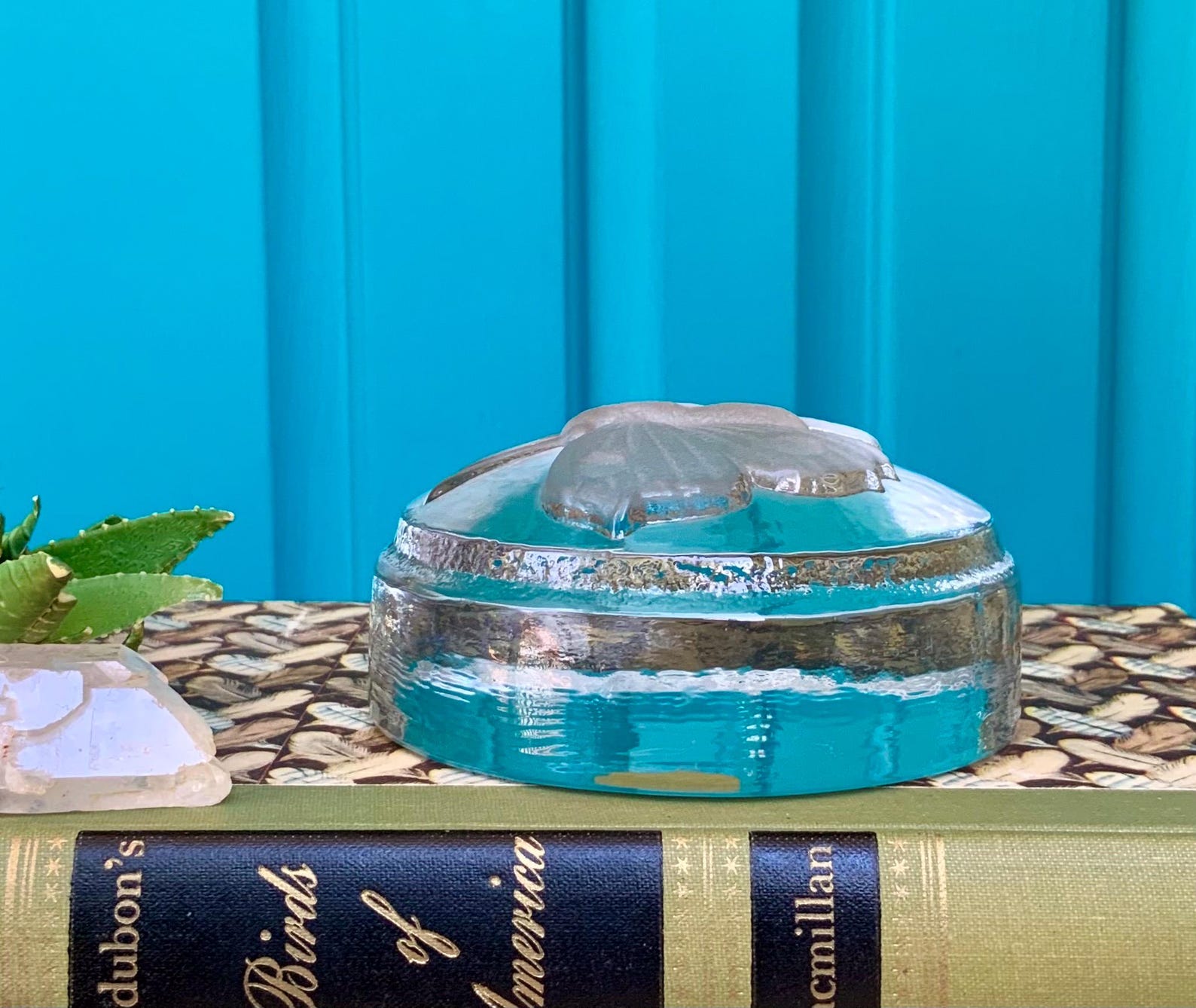 FREE Shipping-vintage Beautiful Goebel Crystal Glass Embossed Butterfly ...