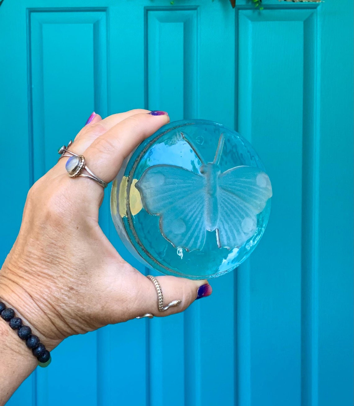 FREE Shipping-vintage Beautiful Goebel Crystal Glass Embossed Butterfly ...