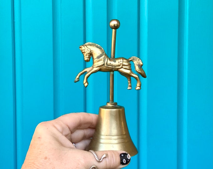 FREE Shipping-vintage Brass Carousel Horse Hand Bell-service Bell ...