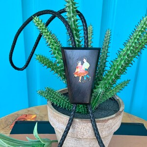 FREE Shipping-vintage Unique Mid Century Square Dancers Bolo Tie-black ...