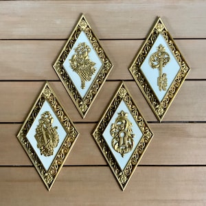 FREE Shipping-vintage Stunning *set of 4* Syroco MCM Diamond Delights ...