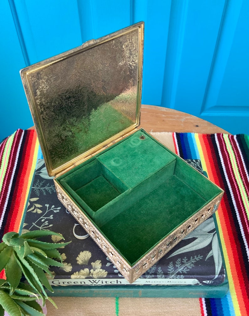 FREE Shipping-vintage Ormolu Filigree Music Jewelry Box-satin - Etsy