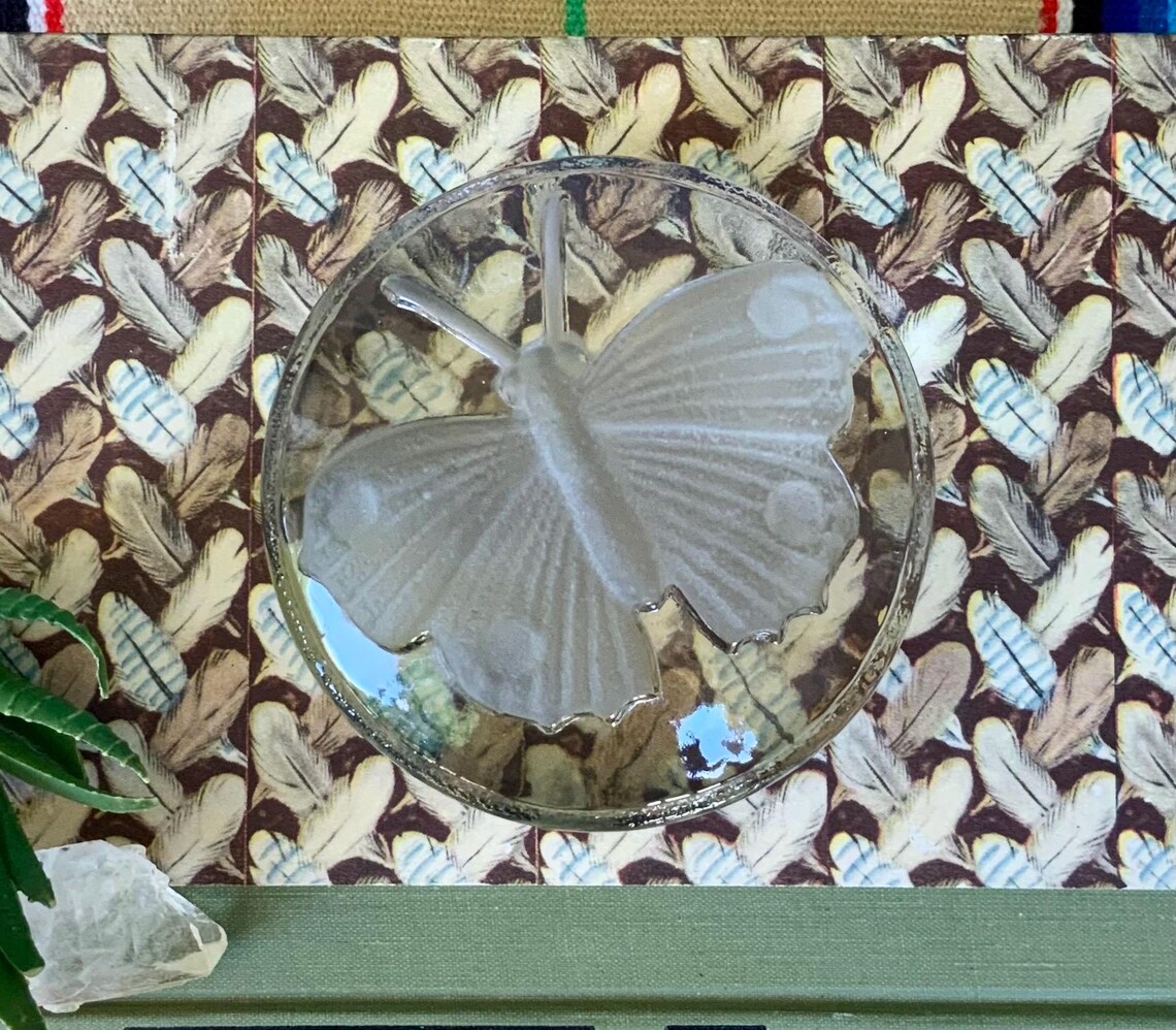 FREE Shipping-vintage Beautiful Goebel Crystal Glass Embossed Butterfly ...
