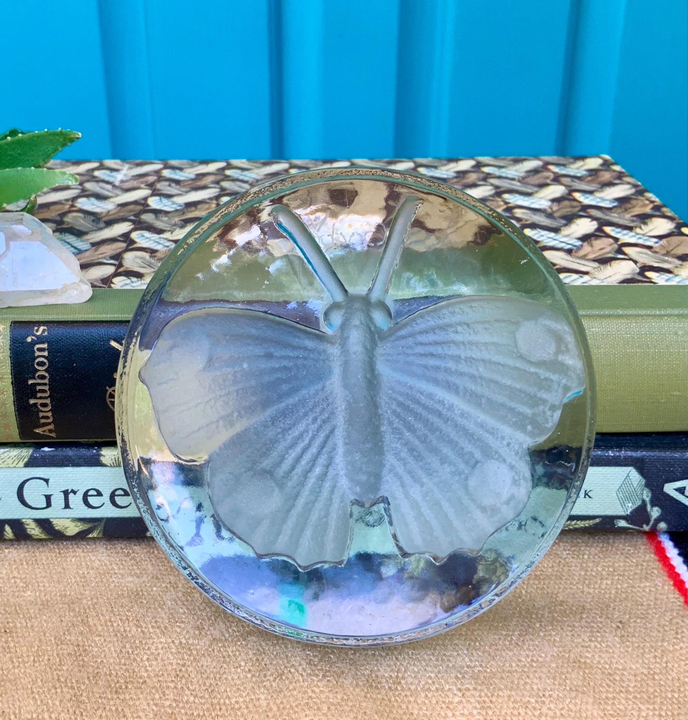 FREE Shipping-vintage Beautiful Goebel Crystal Glass Embossed Butterfly ...
