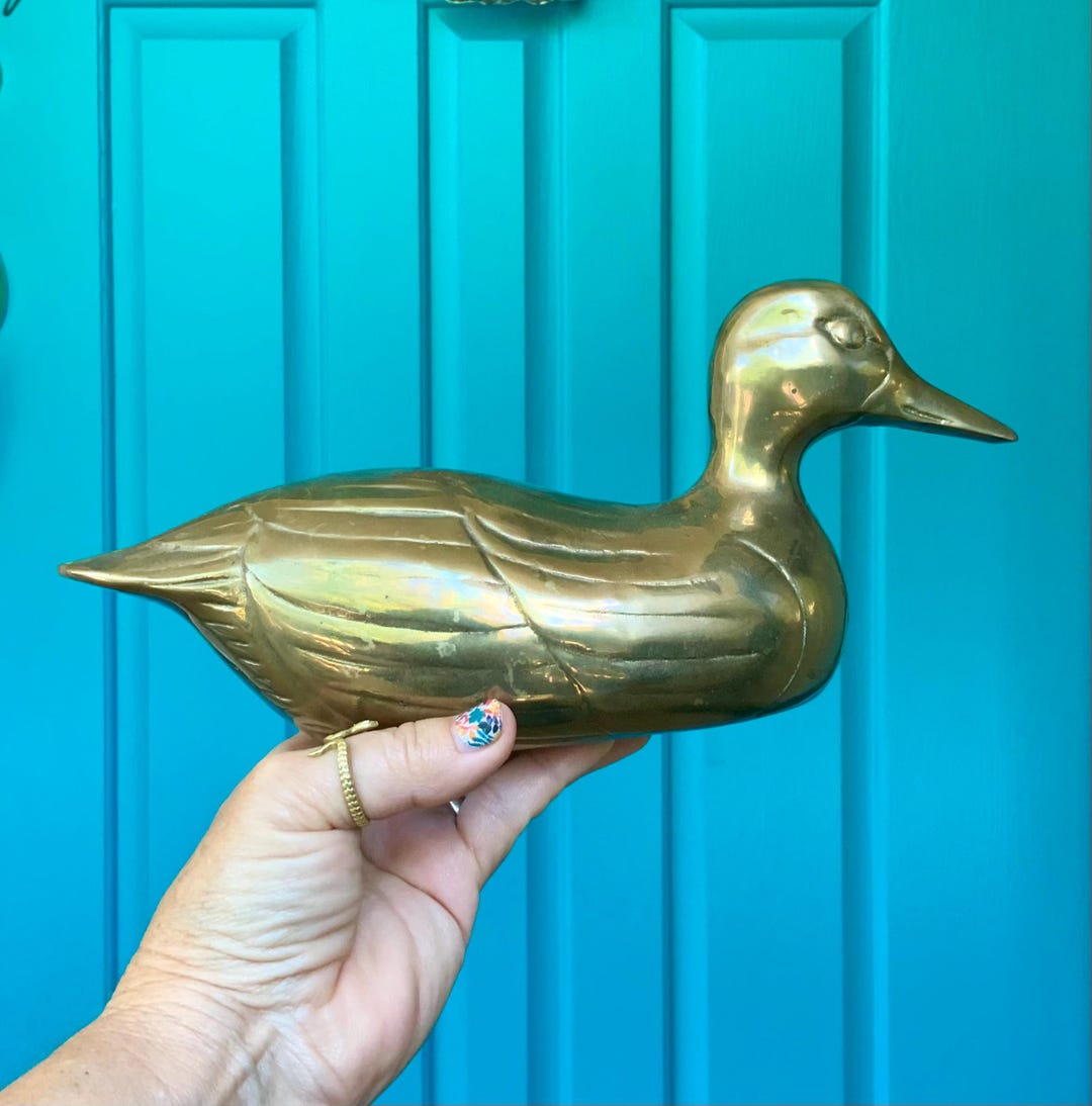 FREE Shipping-vintage 10 Heavy Solid Brass Duck Figurine-mallard Duck ...