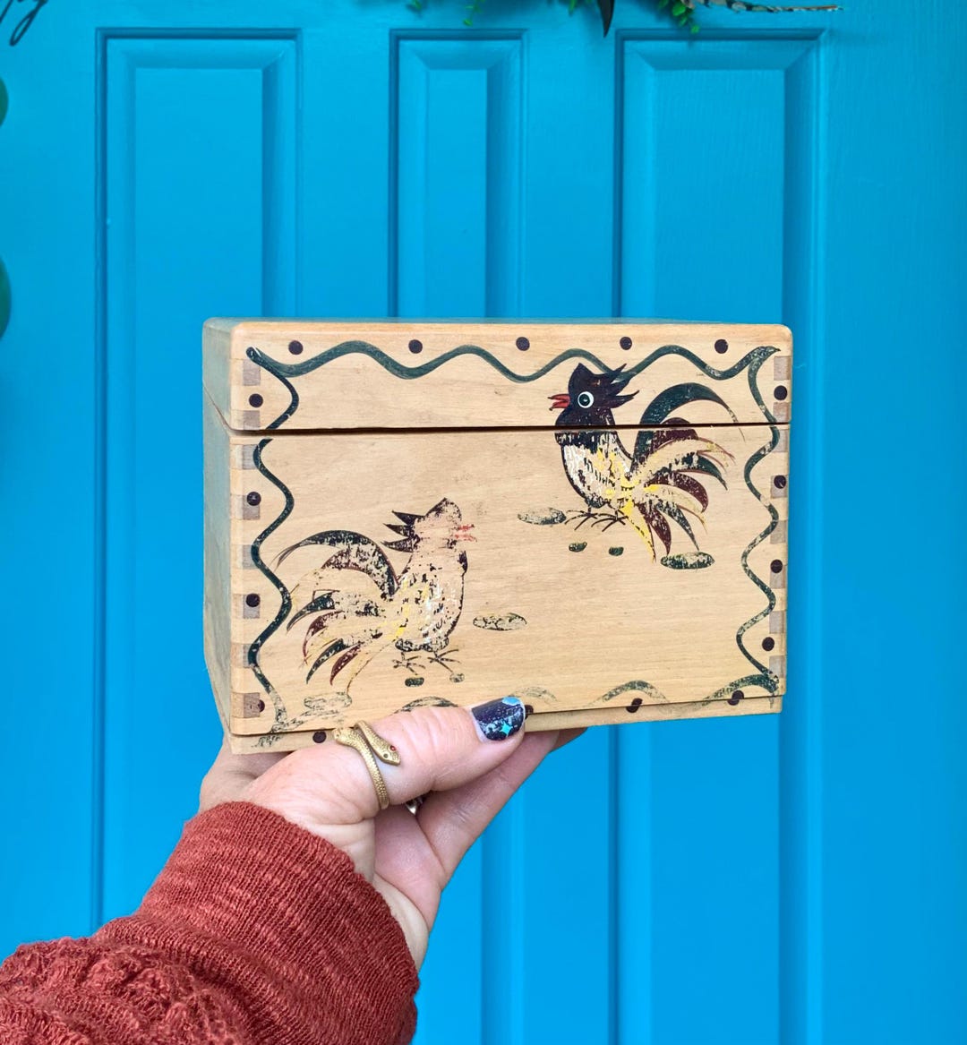FREE Shipping-vintage Cottagecore Wooden Dovetail & Hand Painted ...
