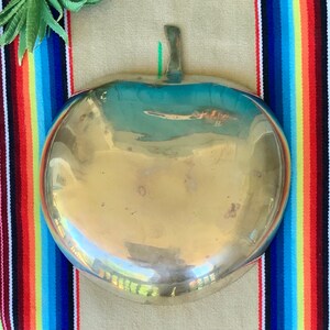 FREE Shipping-vintage 9” Shiny Brass Apple Shape Shallow Bowl-apple ...