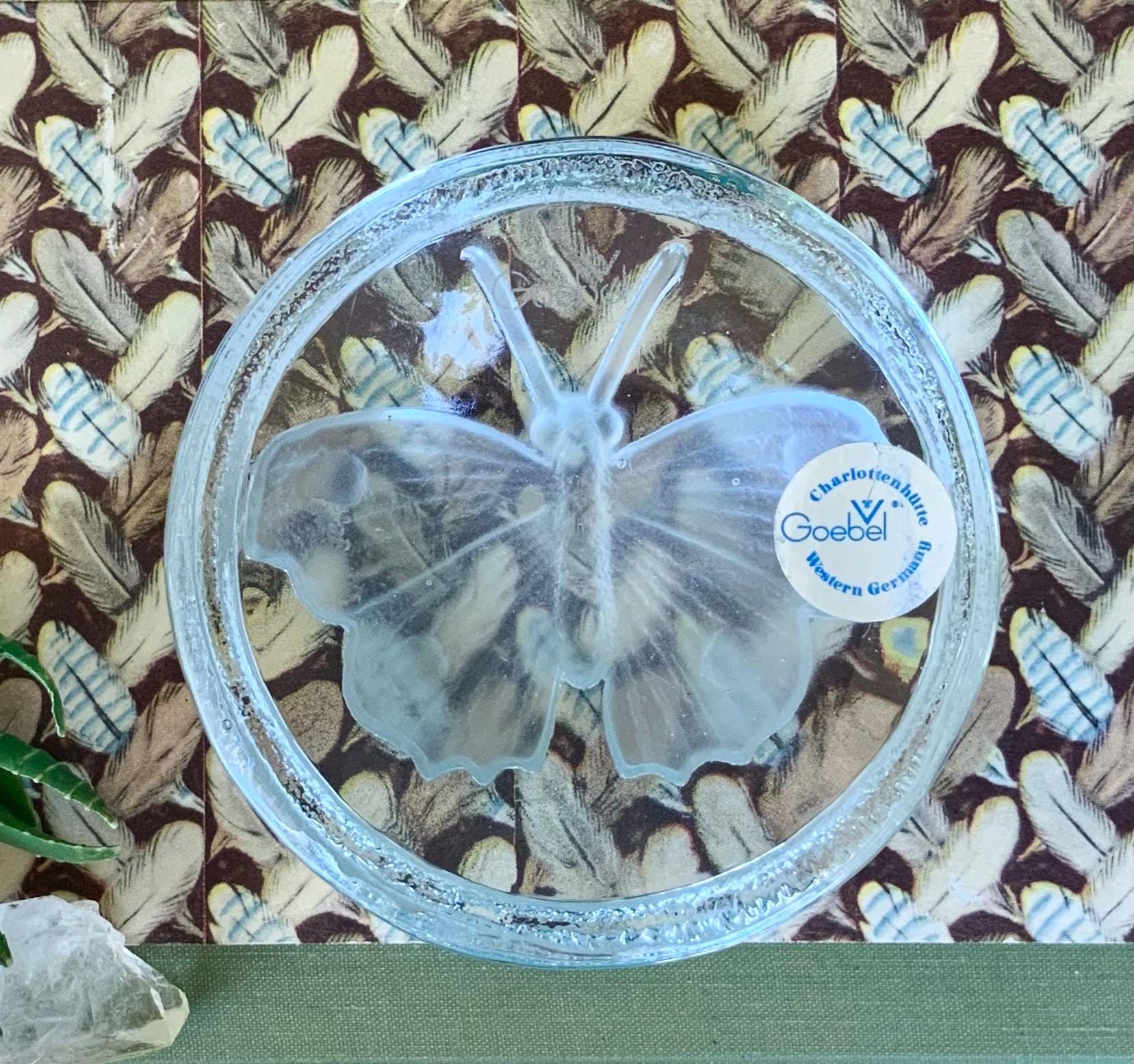 FREE Shipping-vintage Beautiful Goebel Crystal Glass Embossed Butterfly ...