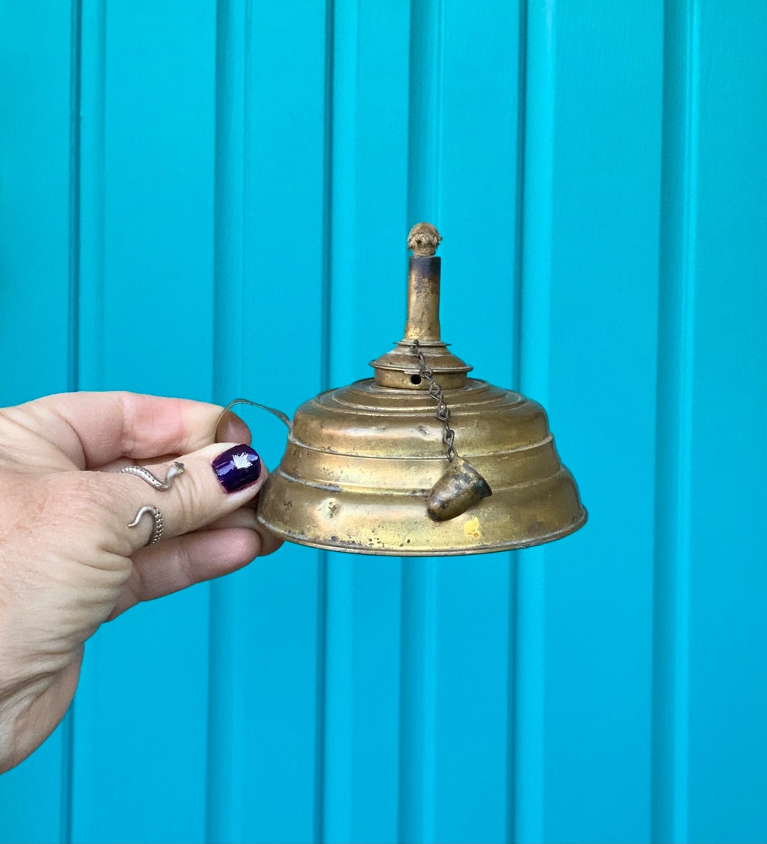 FREE Shipping-vintage Antique Rare Late 1800’s Brass Finger/hand Oil ...