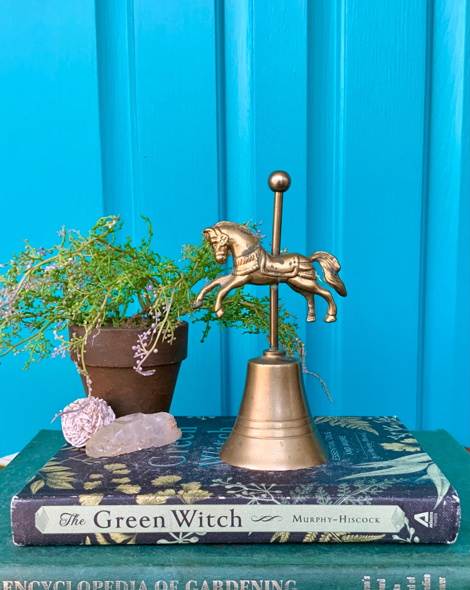 FREE Shipping-vintage Brass Carousel Horse Hand Bell-service Bell ...