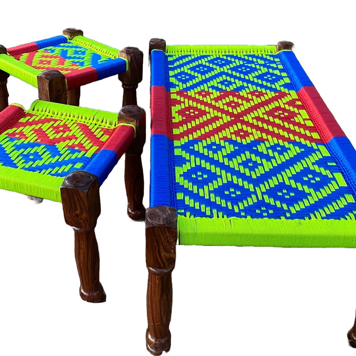 Vintage Style Sheesham Wood Charpai: Handmade Indian Daybed, Natural ...
