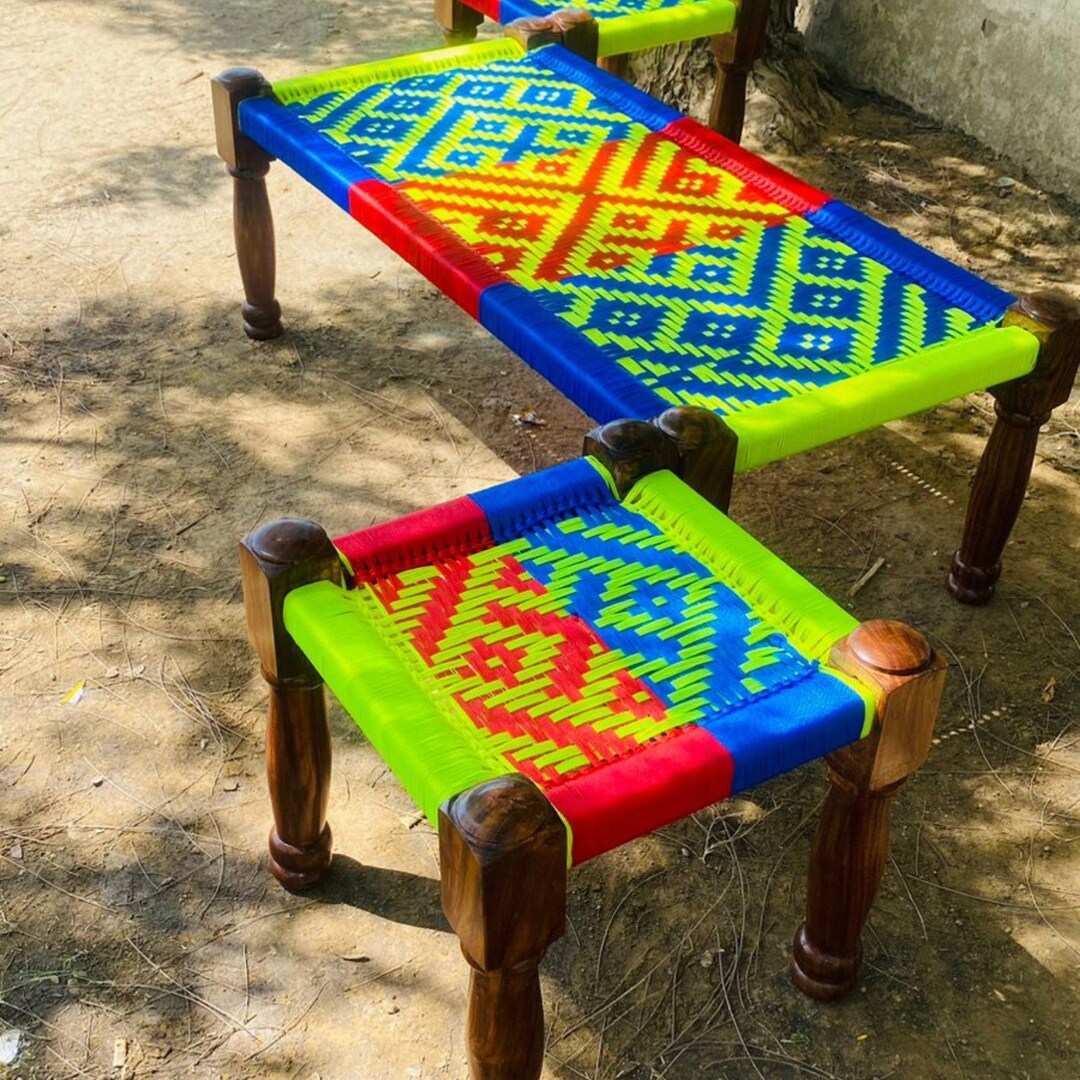 Vintage Style Sheesham Wood Charpai: Handmade Indian Daybed, Natural ...