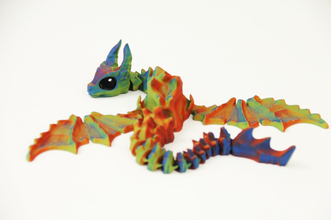 3D Printed Articulated Dragon | Skull Dragon Toy | Multicolor Rainbow ...