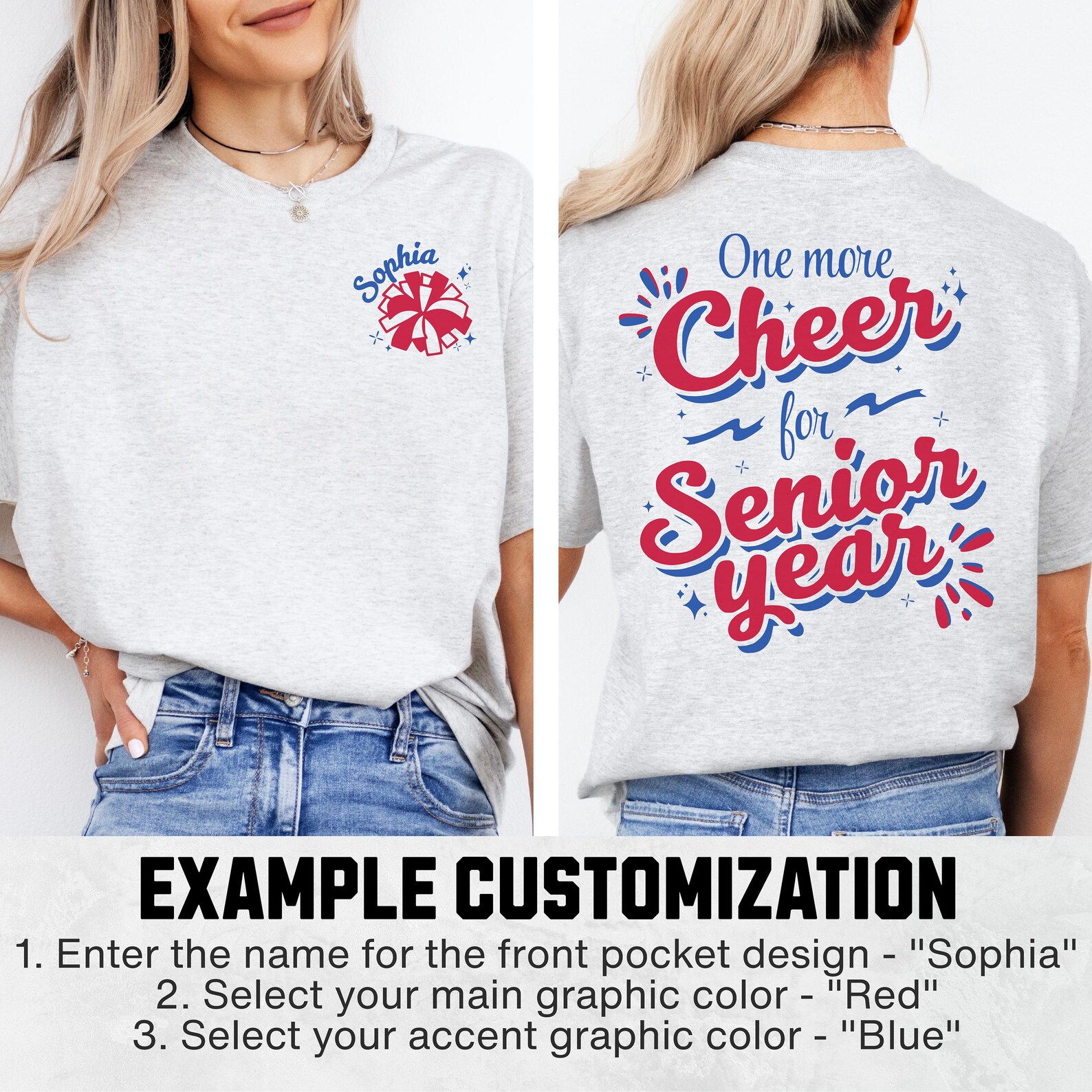 Custom Senior Cheer Shirt, Personalized Name Cheerleading Tshirt ...