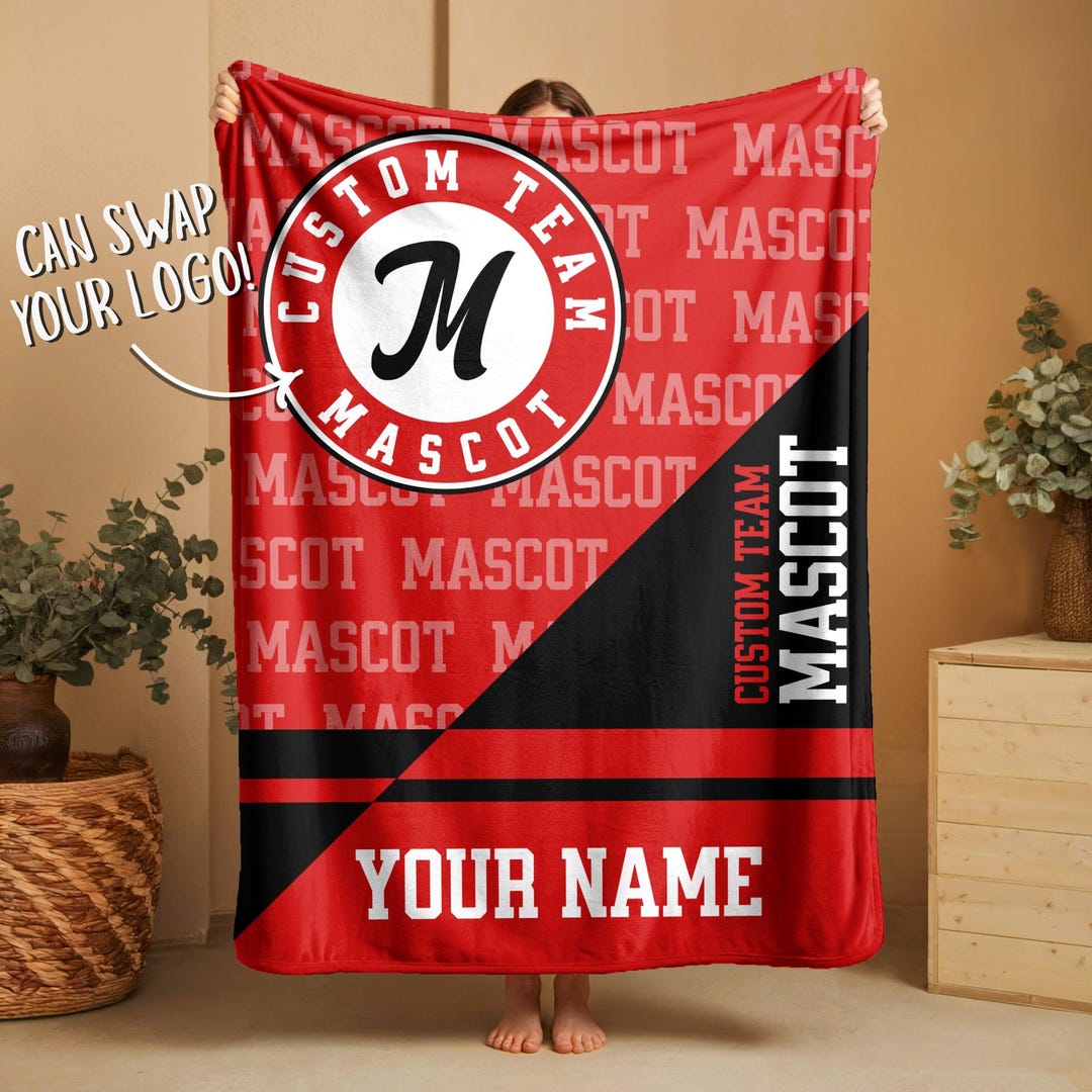 Custom Team Blanket, School Sport Team Logo Personalized Blanket With ...