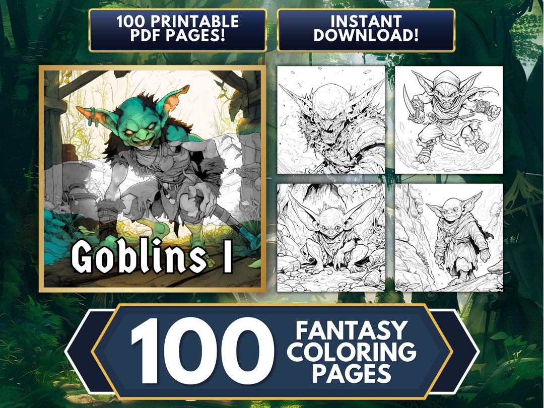Goblins Vol. 1 100 Adult Coloring Pages Downloadable PDF Coloring Book ...