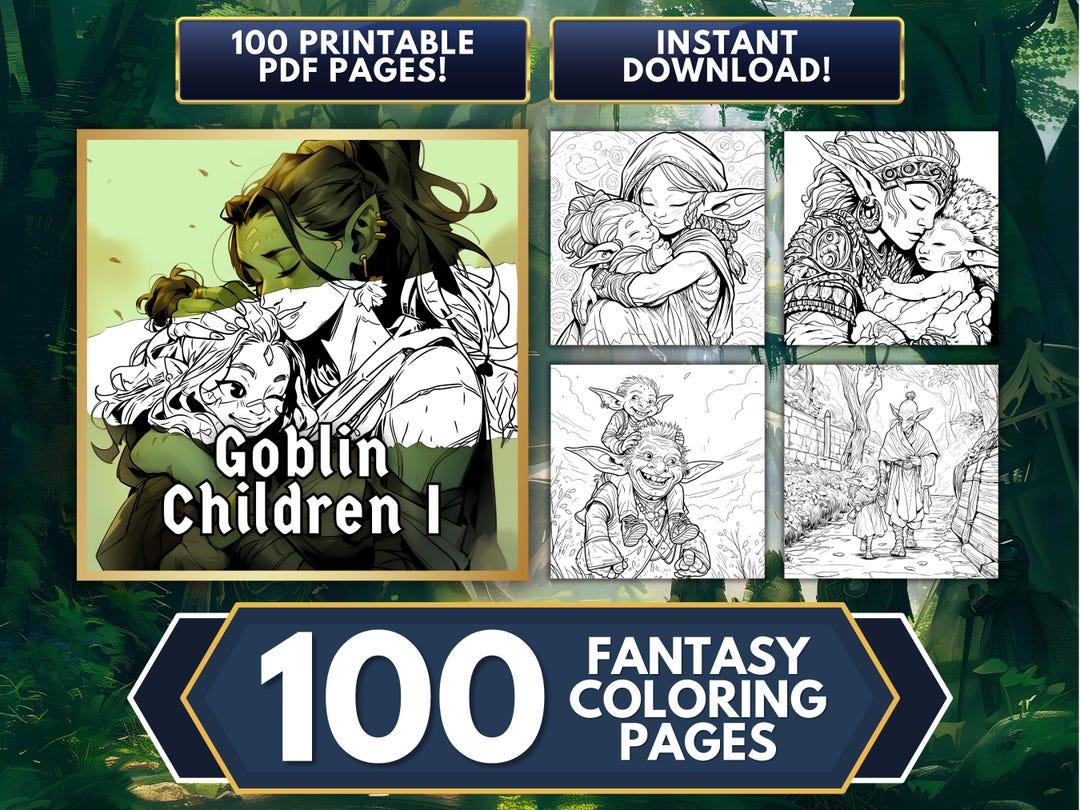 Goblin Children Vol. 1 100 Adult Coloring Pages Downloadable PDF ...