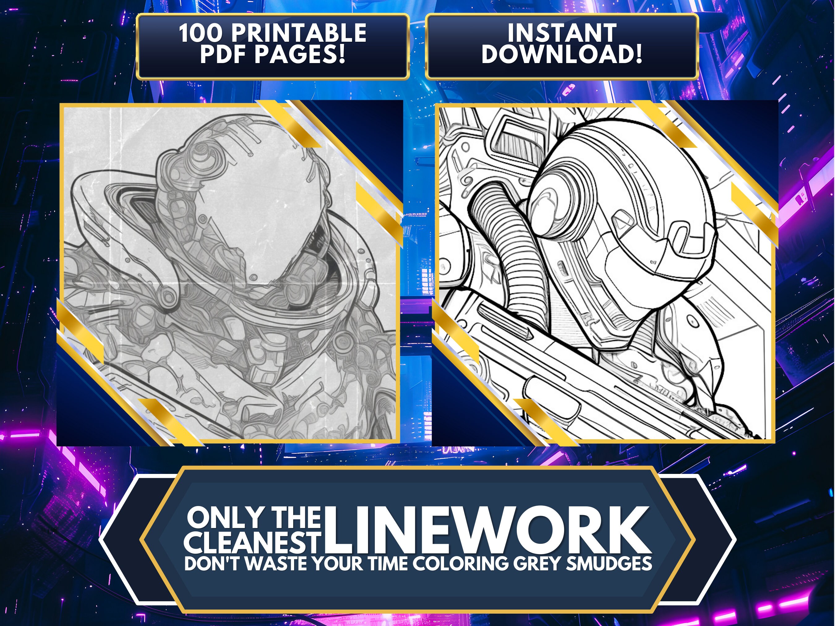 Giant Mechs Vol. 1 - 100 Adult Coloring Pages - Downloadable PDF ...