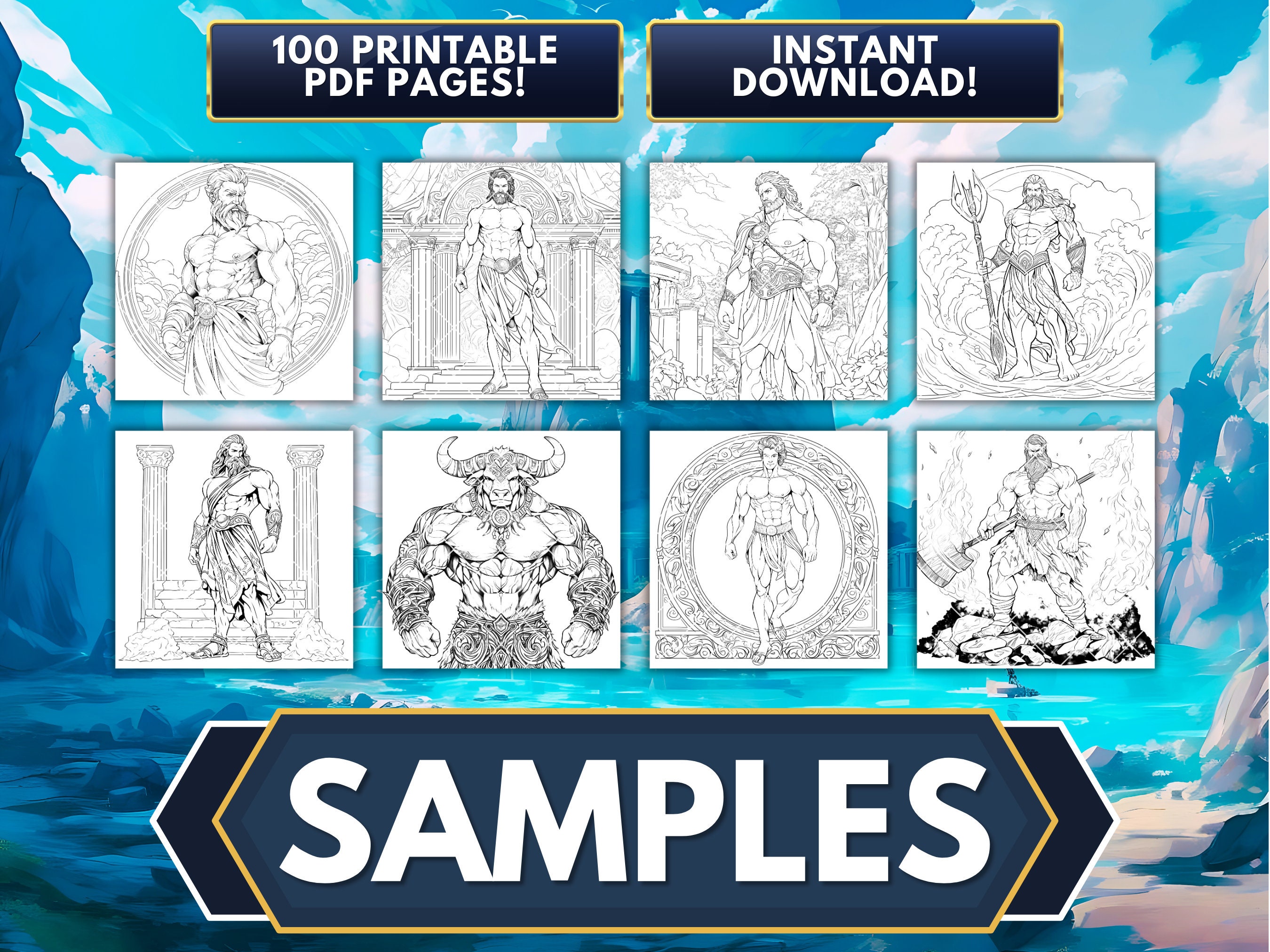 Greek Gods Vol. 1 - 100 Adult Coloring Pages - Downloadable PDF ...