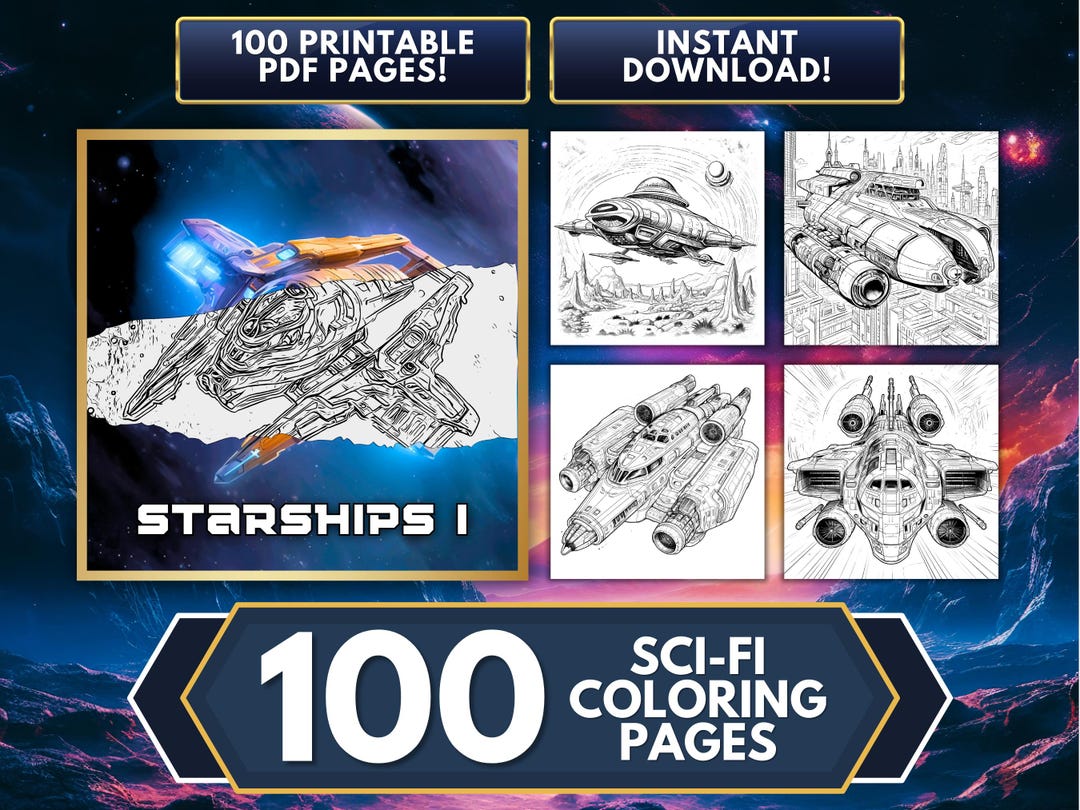 Starships Vol. 1 - 100 Adult Coloring Pages - Downloadable PDF Coloring ...