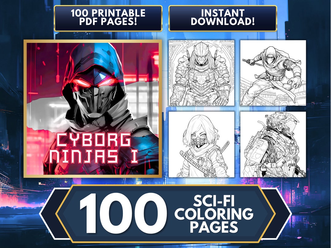 Cyborg Ninjas Vol. 1 100 Adult Coloring Pages Downloadable PDF Coloring ...