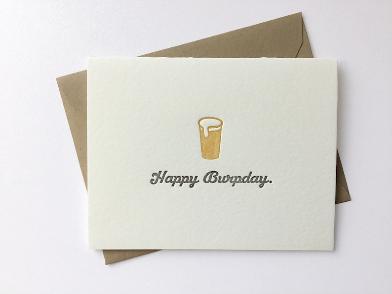 Happy Burpday // Letterpress Card & Envelope // Birthday // Funny - Etsy