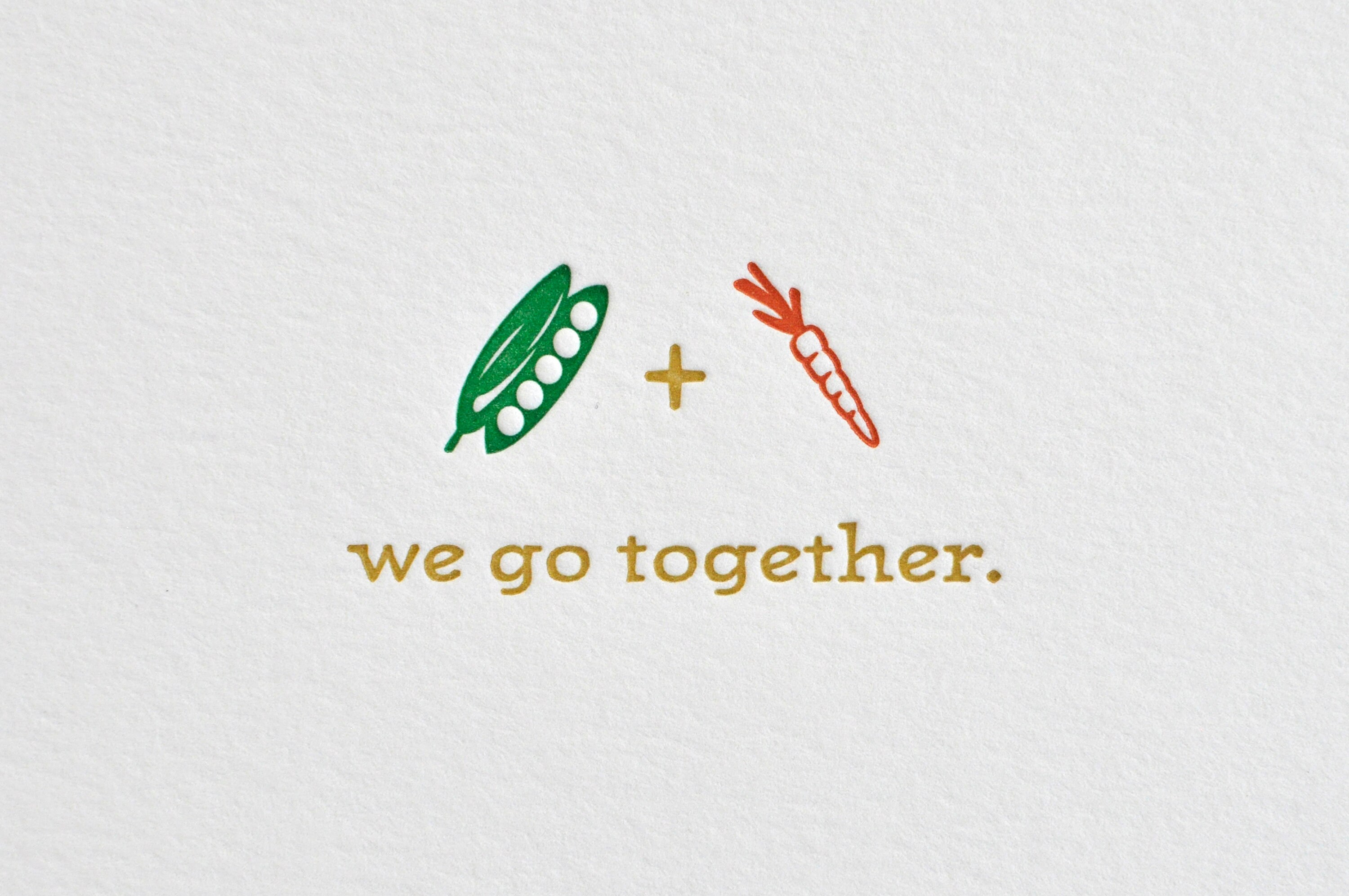 We Go Together // Letterpress Card & Envelope // Food Pun Card ...
