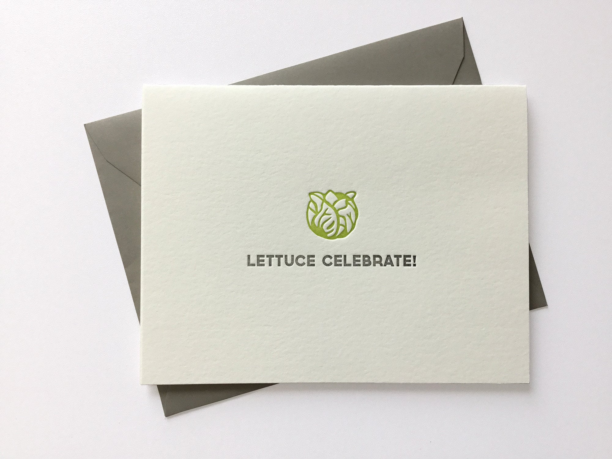 Lettuce Celebrate // Letterpress Card & Envelope // Food Pun Card ...
