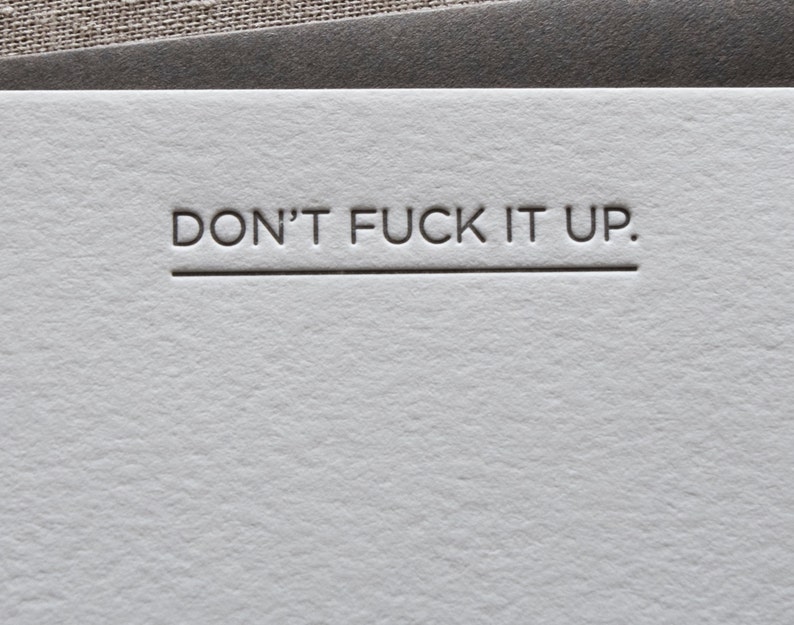 Don't FCK It up // Letterpress Cards & Envelopes // Set - Etsy