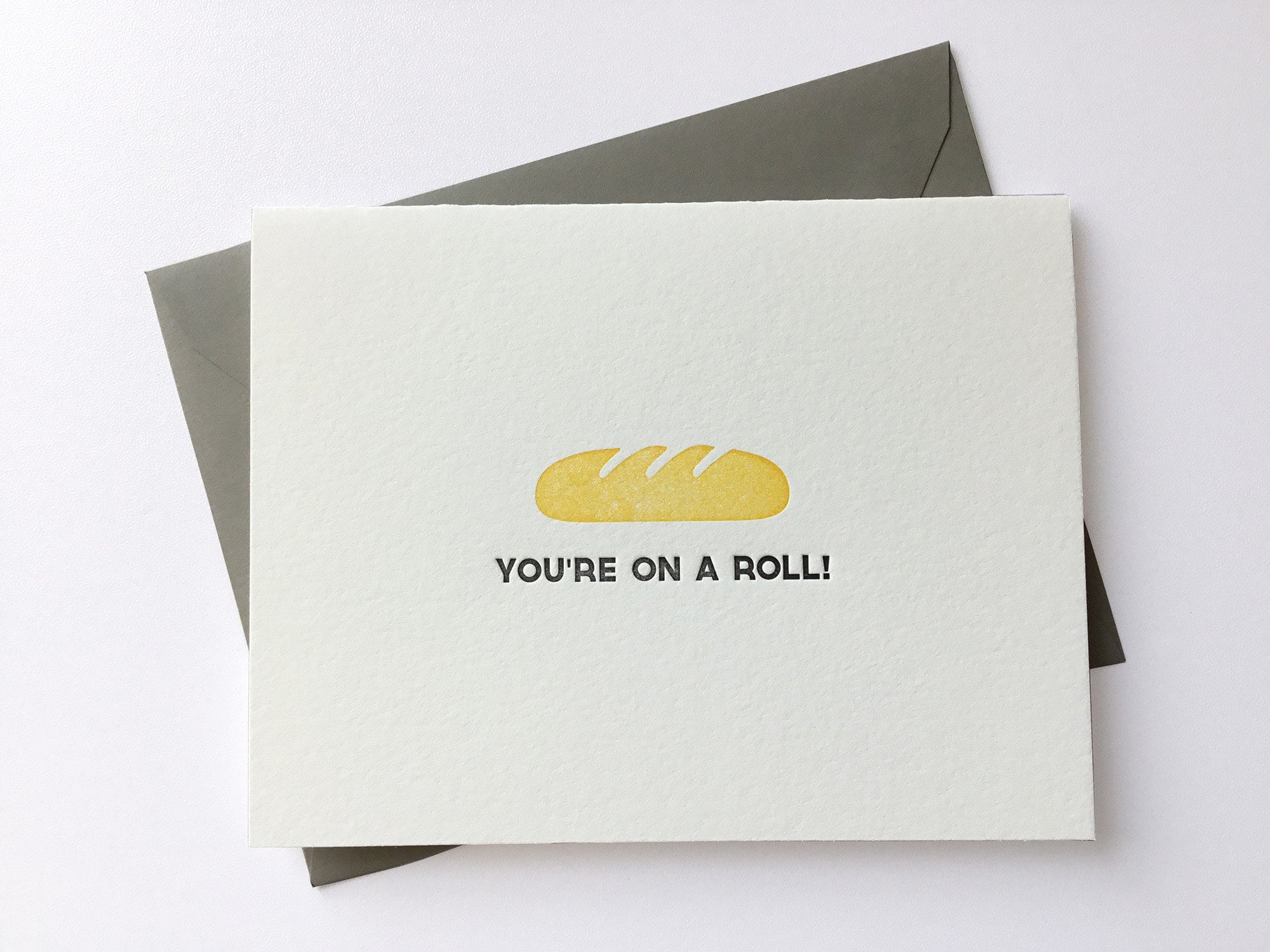 You're on A Roll // Letterpress Card & Envelope // Food Pun Card ...