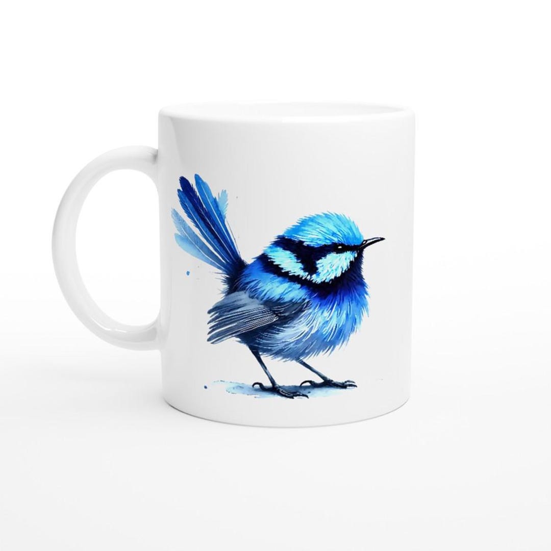 Gorgeous Splendid Fairy Wren Ceramic Mug – Cute Bluebird Tea Coffee Cup ...