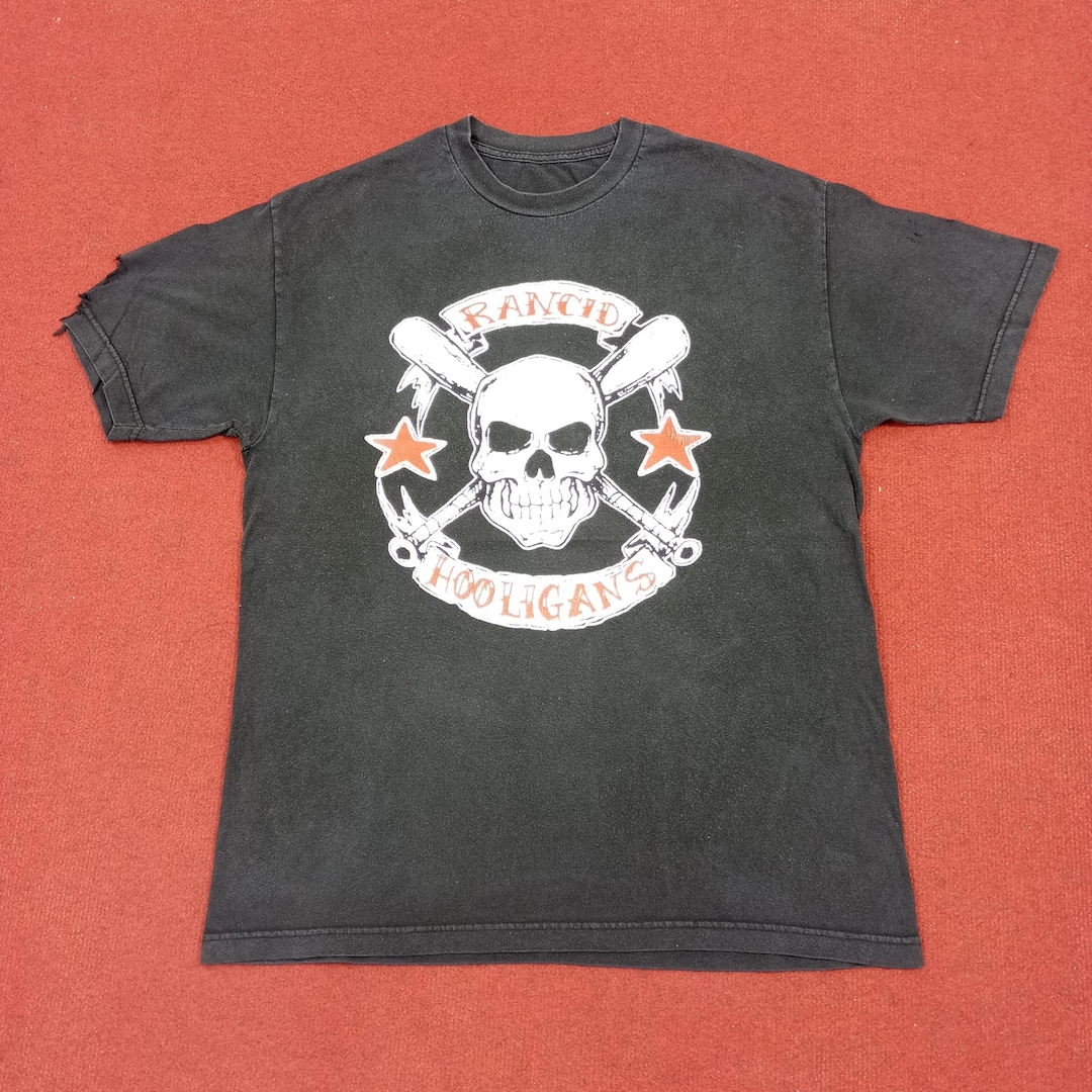Vintage Rancid Hooligans Rock Band Punk Music Style Distressed Tshirt ...