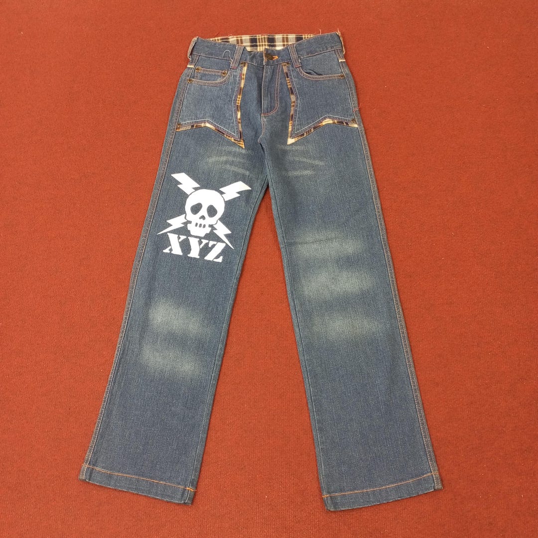 Vintage Skulls XYZ Streetwear Style Jeans - Etsy