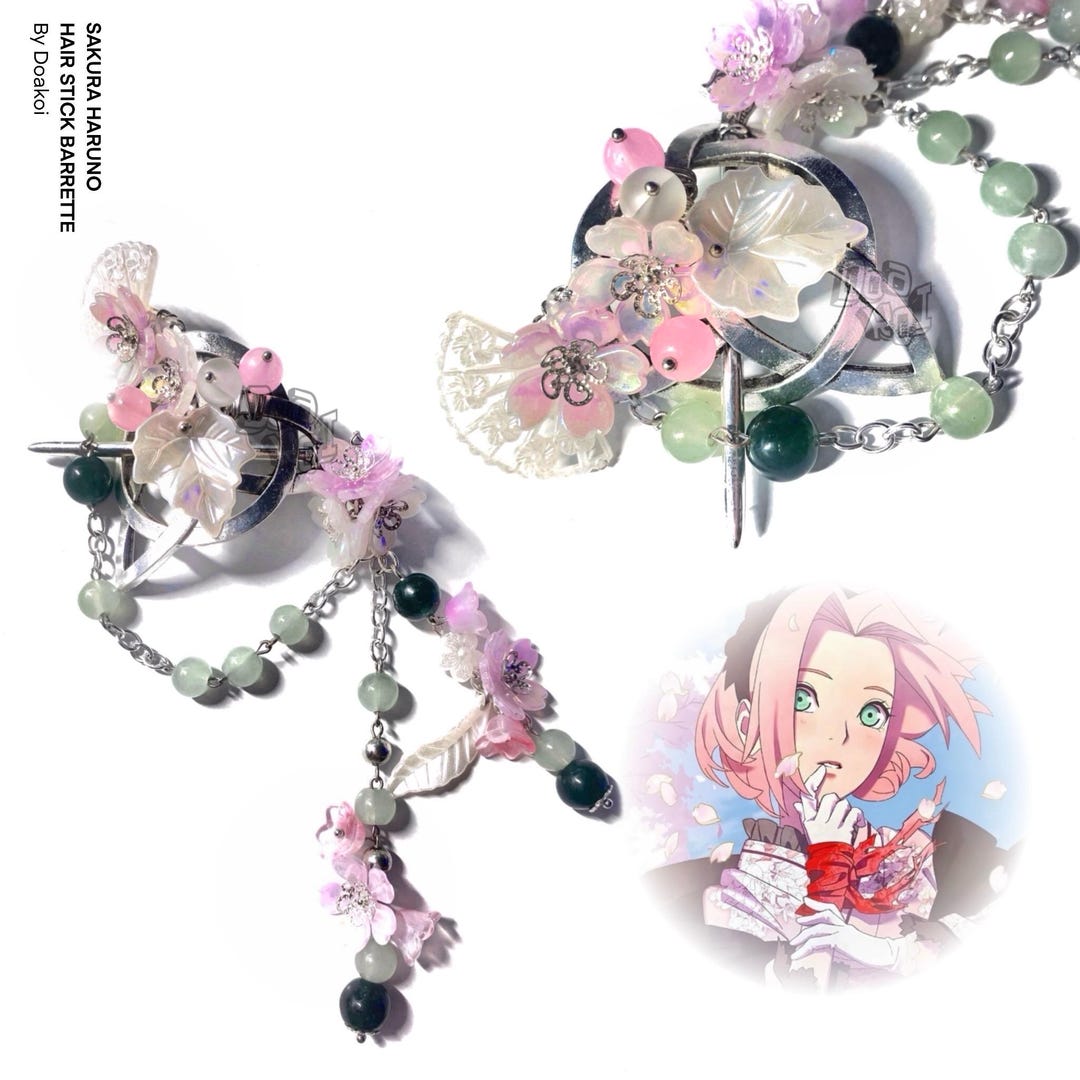 Sakura Haruno Beaded Hair Pin/hair Stick Barrette Naruto Naruto Anime ...