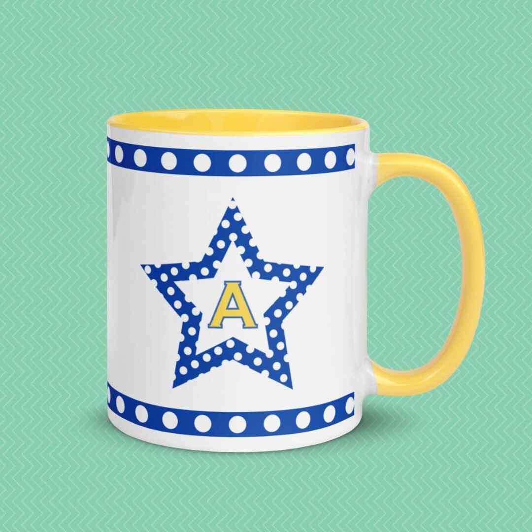 Personalized Star Monogram Mug: Polka Dot Initial Coffee Cup - Etsy
