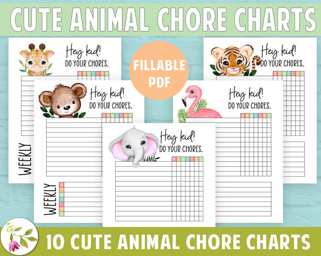 Watercolor Chore Chart, Exotic Wildlife, PRINTABLE, EDITABLE, Printable ...