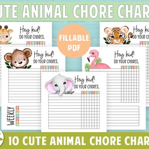 Watercolor Chore Chart, Exotic Wildlife, PRINTABLE, EDITABLE, Printable ...