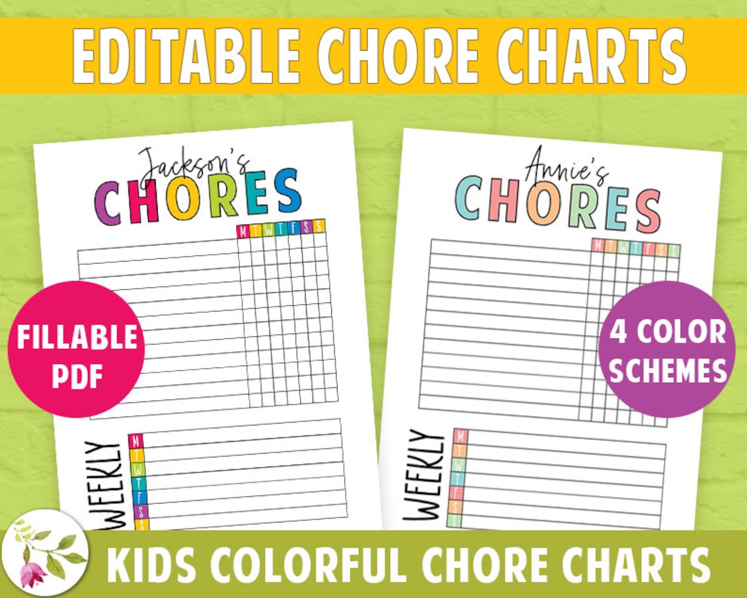 Big Kid Chore Chart, Kids Chore Chart, Chore Checklist, Chore Chart ...