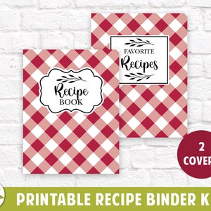 Red Plaid Recipe Binder Template, EDITABLE, Printable Recipe Template ...