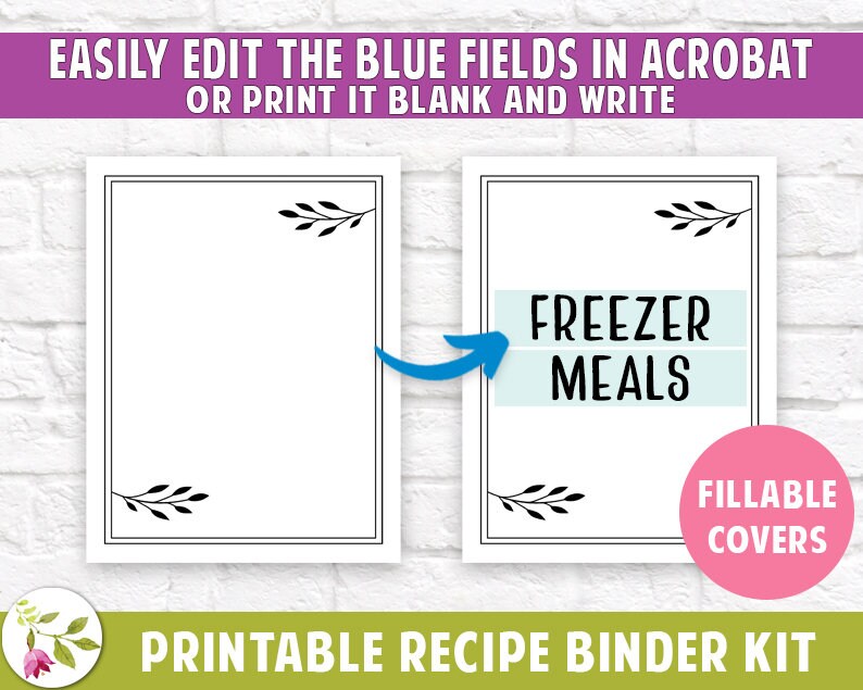 Minimalist Recipe Binder Template EDITABLE Printable Recipe - Etsy